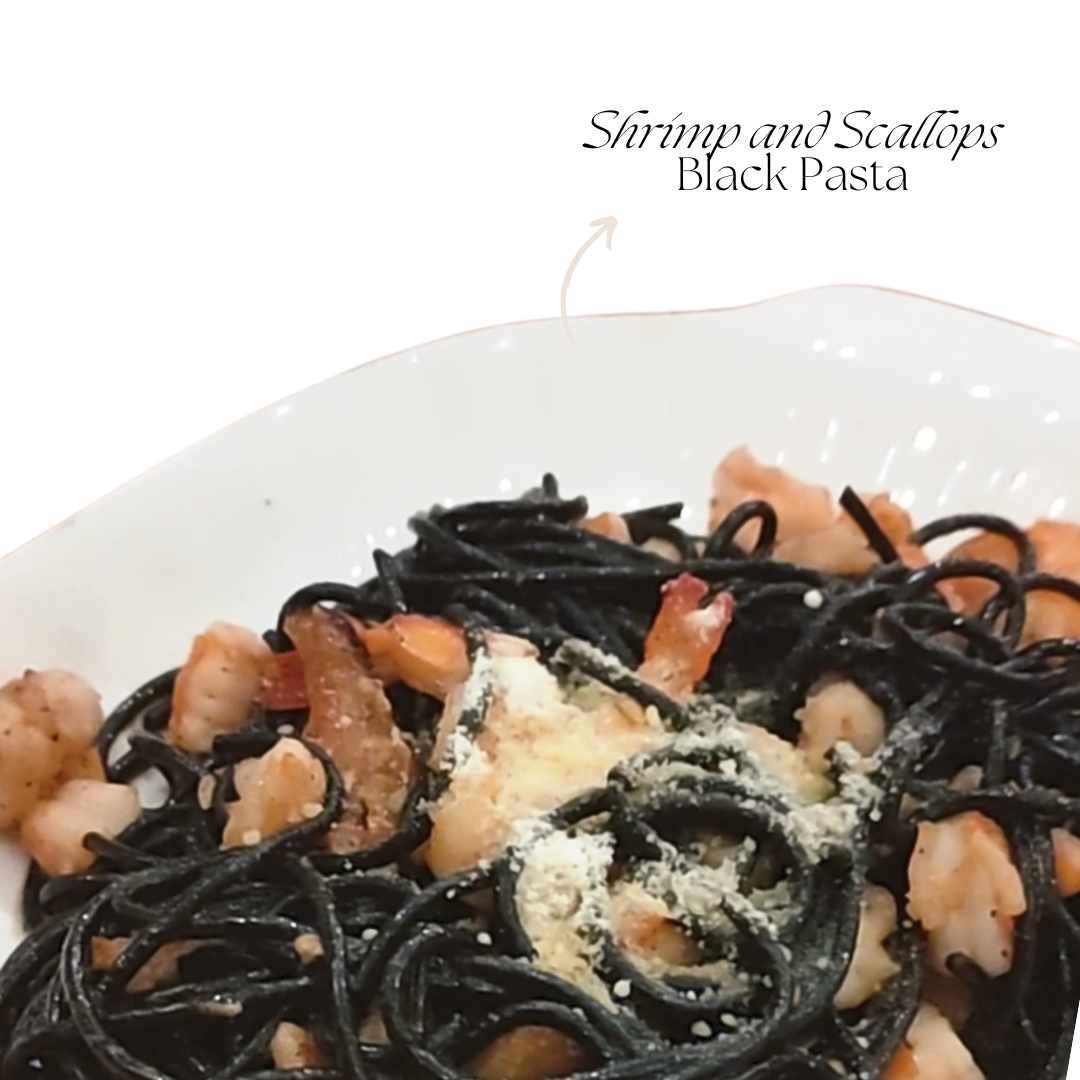 Shrimp And Scallops Black Pasta | Si Christina Gateau Sans Rival
